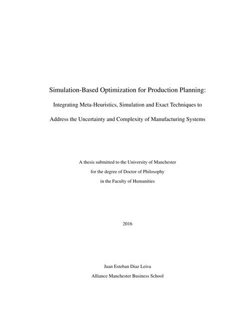 Pdf Simulation Based Optimization For Production Planning Dokumentips