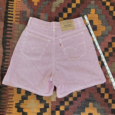 Striped Levi High Waisted Denim Shorts 25in Waist Depop