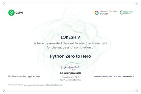Lokesh Venkatesan On Linkedin Guvi Python