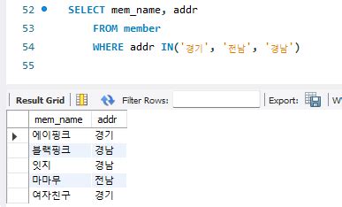 혼공SQL 주차 Ch SQL 기본 문법