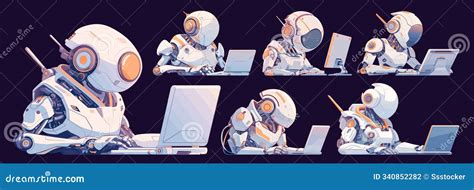 Robot At Computer Artificial Intelligence Ai Modern Research Computer