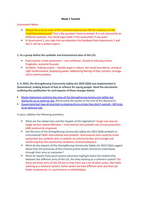 Jsb173 Week 1 Tutorial Week 1 Tutorial Assessment Notes Should Focus