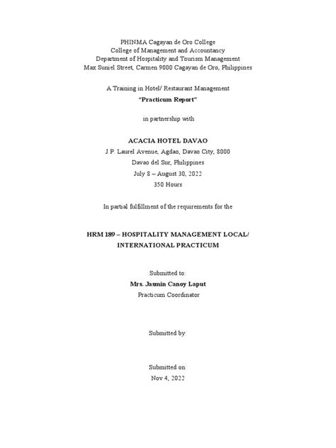 practicum report htm pdf