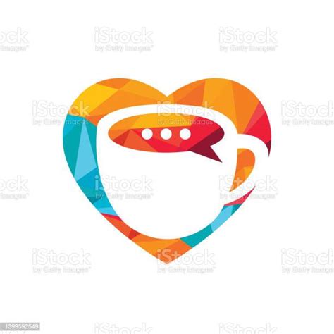 커피 토크 벡터 로고 디자인 버블 채팅 아이콘 벡터 디자인이있는 커피 컵 사무실에 대한 스톡 벡터 아트 및 기타 이미지