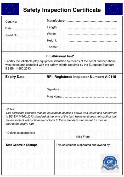 Design A Safety Inspection Certificate Freelancer