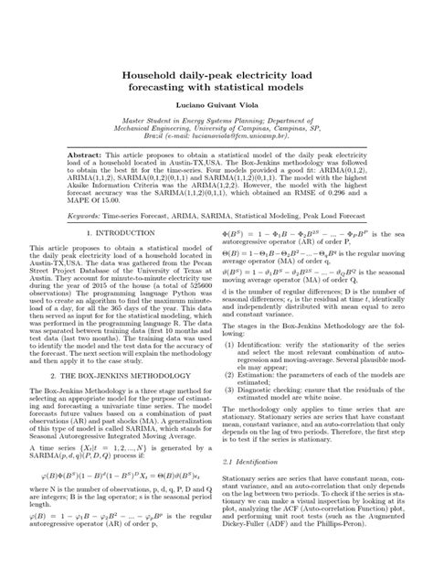 Household Daily Peak Electricity Load Forecasting With Statistical
