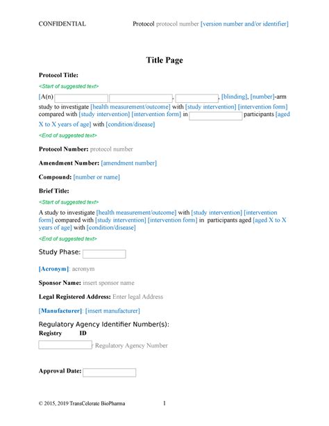 Protocol Template Transcelerate CONFIDENTIAL Protocol Protocol Number Version Number And Or