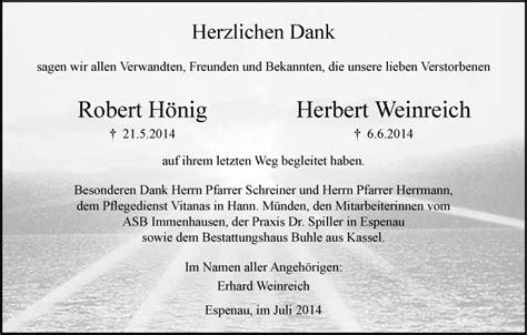 Traueranzeigen Von Robert Hönig Trauer Hna De