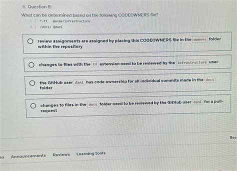 Question 9 What Can Be Determined Based On The Following Codeowners