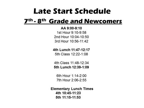 Late Start Schedule Salina Intermediate School
