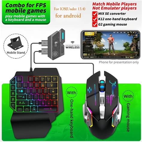 Mobile Gaming Keyboard Mouse Converter Set 4 In 1 Handed Keyboard And Mouse Mobile Game Mini