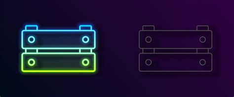 검은 색 배경에 고립 된 빛나는 네온 라인 나무 상자 아이콘 식료품 바구니 창고 상자 야채 제품에 대한 빈 나무 용기 벡터 0명에 대한 스톡 벡터 아트 및 기타 이미지