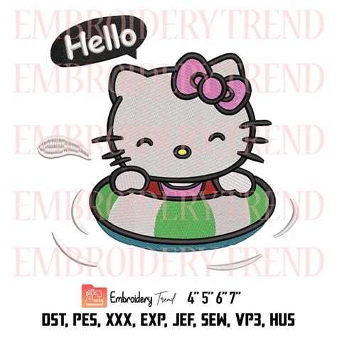 Hello Kitty Summer Embroidery Design Cute Hello Kitty Embroidery File