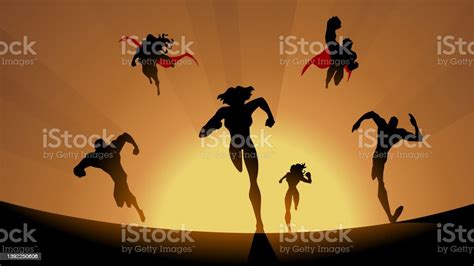 실루엣 스톡 일러스트레이션에서 실행되는 벡터 슈퍼 히어로 팀 속도에 대한 스톡 벡터 아트 및 기타 이미지 속도 슈퍼히어로 스포츠팀 Istock