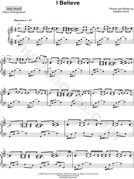 Allie Heard I Believe Sheet Music Piano Solo In C Major Download Print Sku Mn
