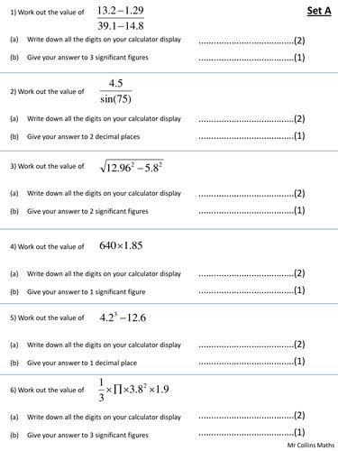 Calculator Skills Questions For Gcse Calculator Paper Revision Teaching Resources