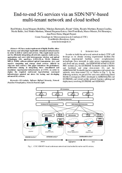 Pdf End To End 5g Services Via An Sdn Nfv Based Multi Tenant Network And Cloud Testbed