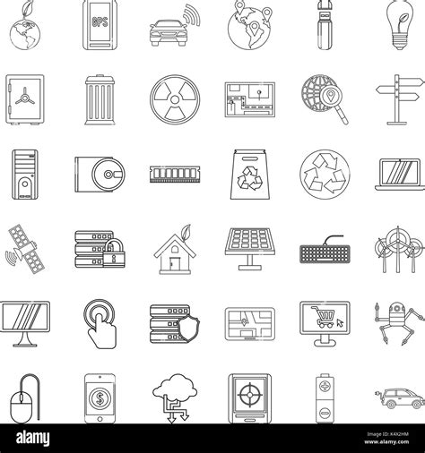 Database Icons Set Outline Style Stock Vector Image And Art Alamy