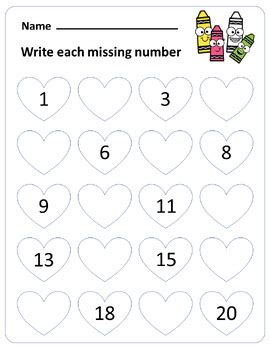Tracing Numbers 1 20 Writing Numbers 1 20 Missing Numbers TPT