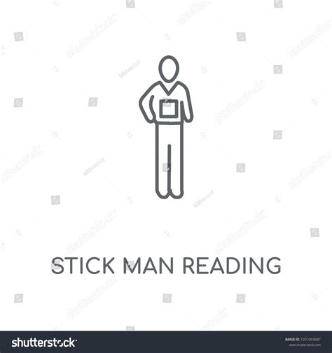 Stick Man Reading Linear Icon Stick Stock Vector Royalty Free 1201093687 Shutterstock