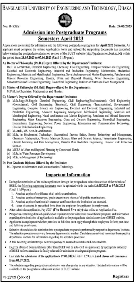 Buet Admission Circular 2023 24 Buet Ac Bd Results Bangladesh
