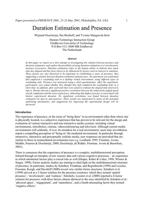 PDF Duration Estimation And Presence