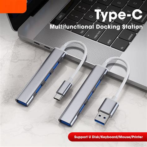Usb Type C 2in1 To 4 Usb Hub Expander Ultra Thin Mini Portable 4 Port Usb 3 0 Hub Usb Power