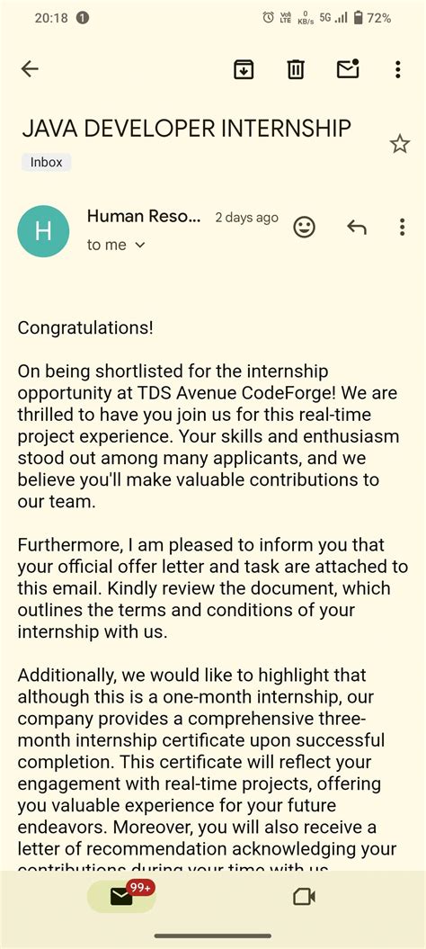 Tds Avenue Codeforge Internship Javadevelopers Dsa Ive Been Selected
