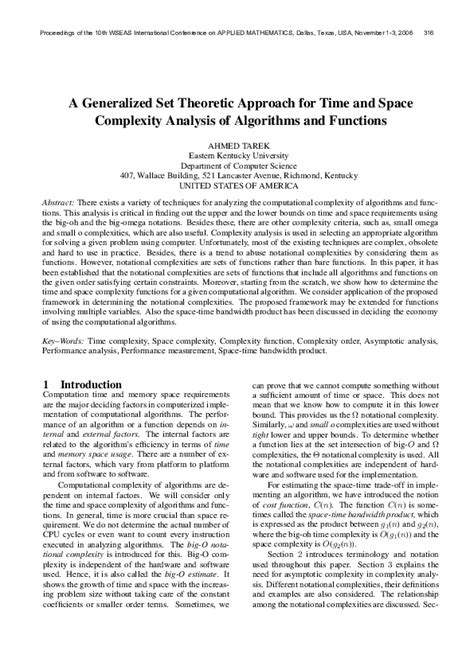 Pdf A Generalized Set Theoretic Approach For Time And Space Complexity Analysis Of Algorithms