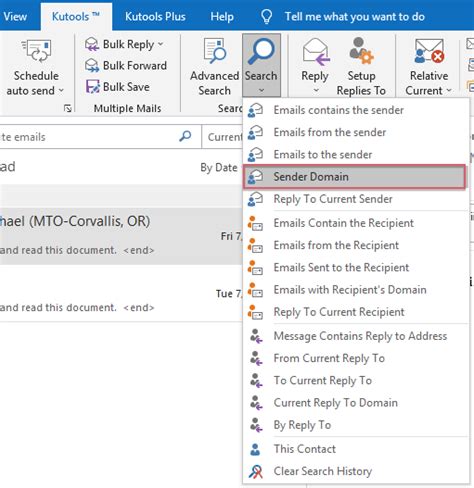 Quickly Search All Emails By A Sender Domain In Outlook