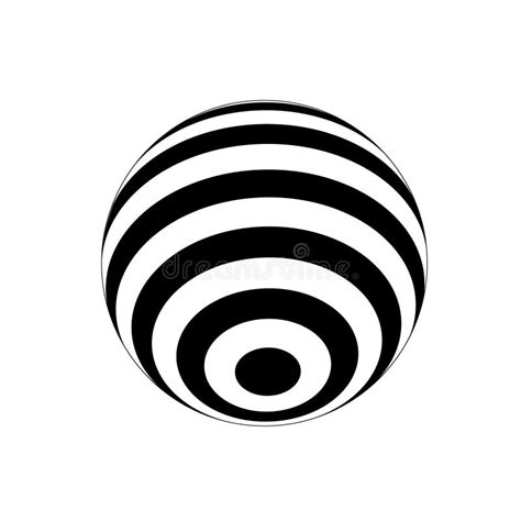 Striped 3d Sphere Icon Spherical Shape With Concentric Circles Pattern Stock Vector