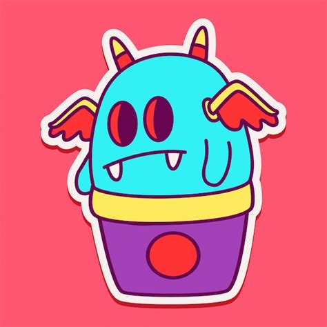 귀여운 몬스터 캐릭터 디자인 프리미엄 벡터