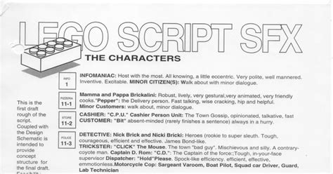 Lego Sfx Script Final First Draft Bricks To Bytes