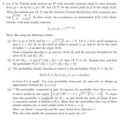 2 Let Z Be Poisson Point Process On R2 With