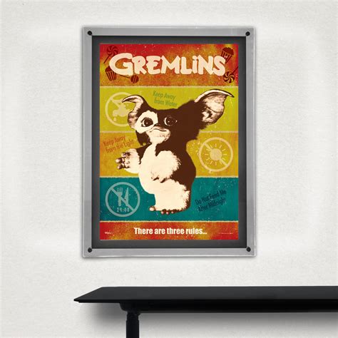 Gremlins Three Rules Mightyprint™ Wall Art Backlit Led Frame Horror Film Memorabilia