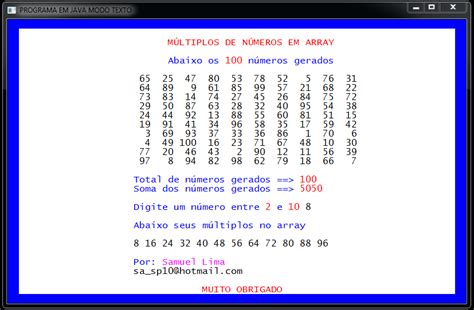 Samuel Lima Programador Ccjava Múltiplos De Um Número Em Array