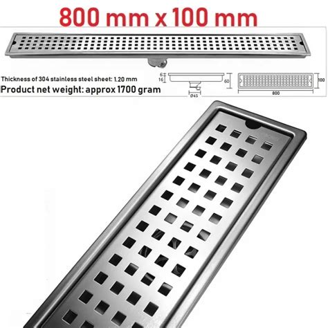 Skdk Floor Drain Sus 304 Stainless Steel Extra Thick Rectangular