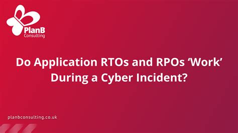 Do Application RTOs And RPOs Work During A Cyber Incident PlanB Consulting