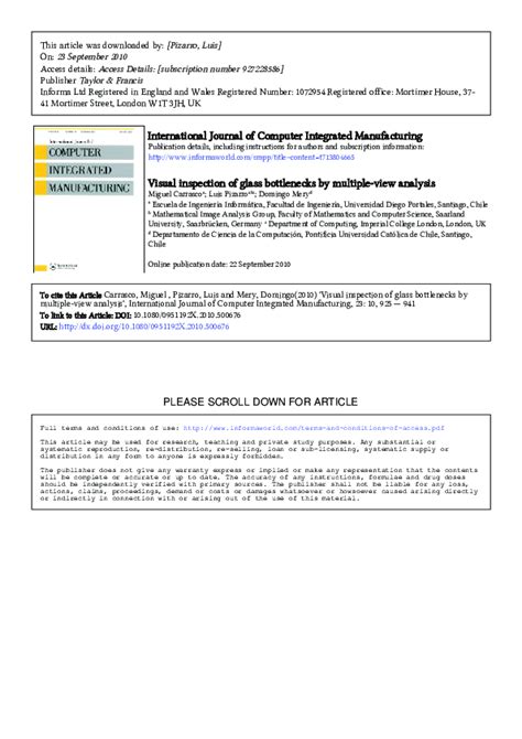 Pdf Visual Inspection Of Glass Bottlenecks By Multiple View Analysis