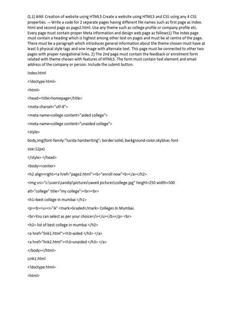 it final practical exam solution pdf html element world wide web