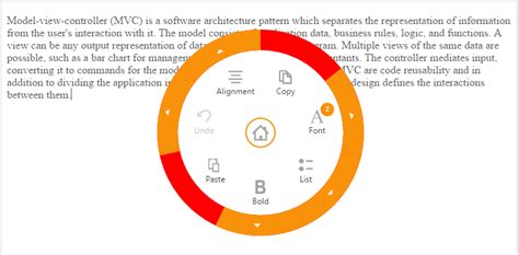 Appearance And Styling RadialMenu ASP NET MVC Syncfusion