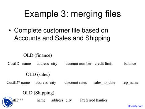 Merging Files Buisness Management Lecture Slides Docsity