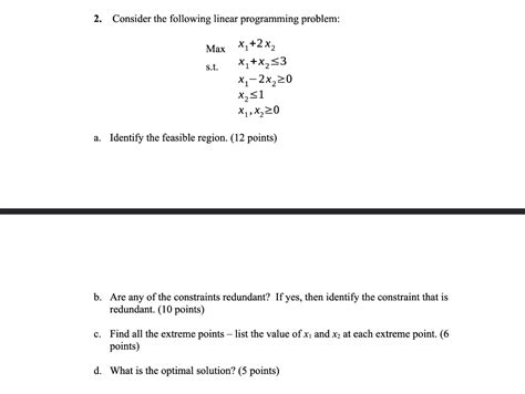 2 Consider The Following Linear Programming Problem