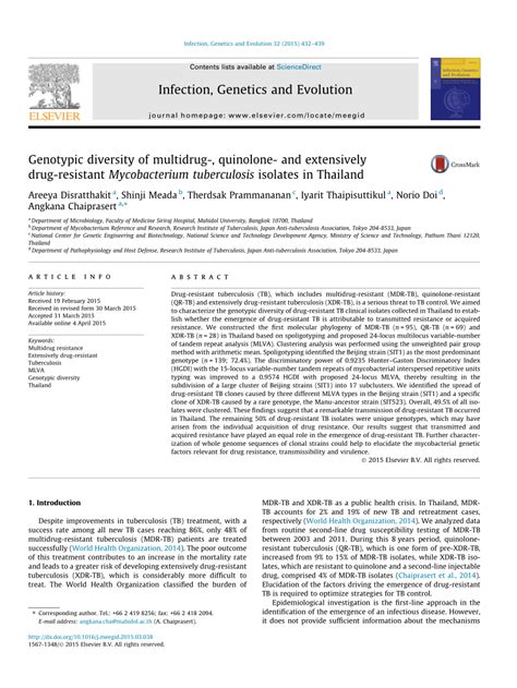 [pdf] Genotypic Diversity Of Multidrug Quinolone And Extensively Drug Resistant Mycobacterium