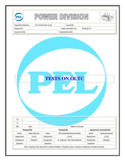 Oltc Test Pdf Transformer Electrical Equipment
