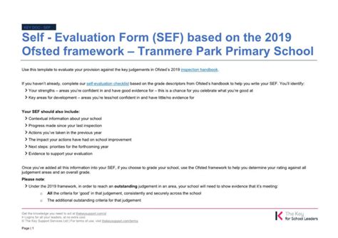 Ofsted Self Evaluation Form Online