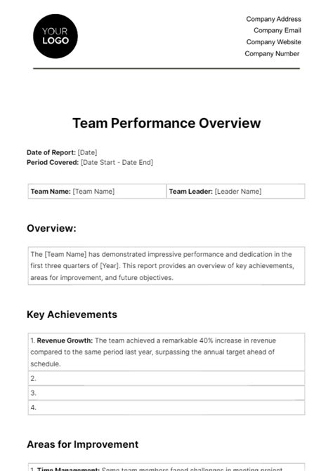 Free Team Performance Overview Hr Template To Edit Online