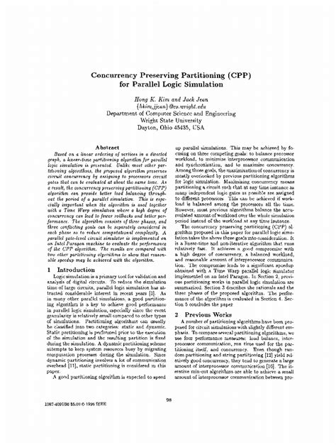concurrency preserving partitioning cpp for parallel logic simulation ieee conference