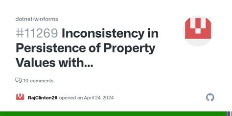Inconsistency In Persistence Of Property Values With