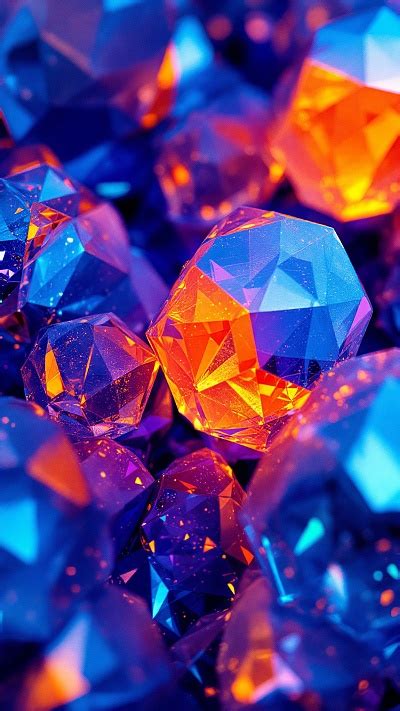 역동적인 색상의 생동감 넘치는 기하학적 크리스털 1 배경화면 섹션 자연 무늬